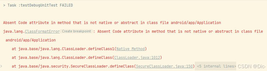 Absent Code attribute in method that is not native or abstract in class file android/app ...