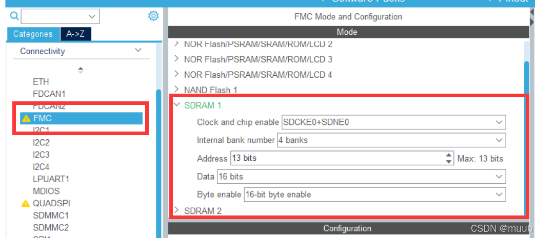 【CubeMX-HAL库】STM32H743—FMC配置SDRAM_stm32h743 sdram-CSDN博客