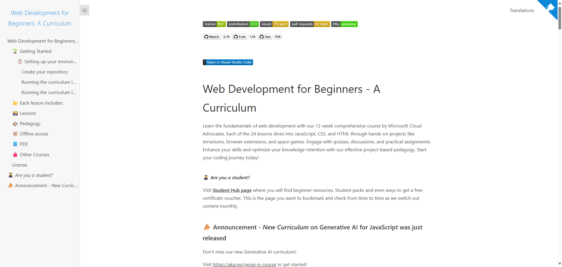 Github 今日推荐 微软出品！12周零基础变身Web开发者，手把手教你做游戏、写插件_微软 github-CSDN博客