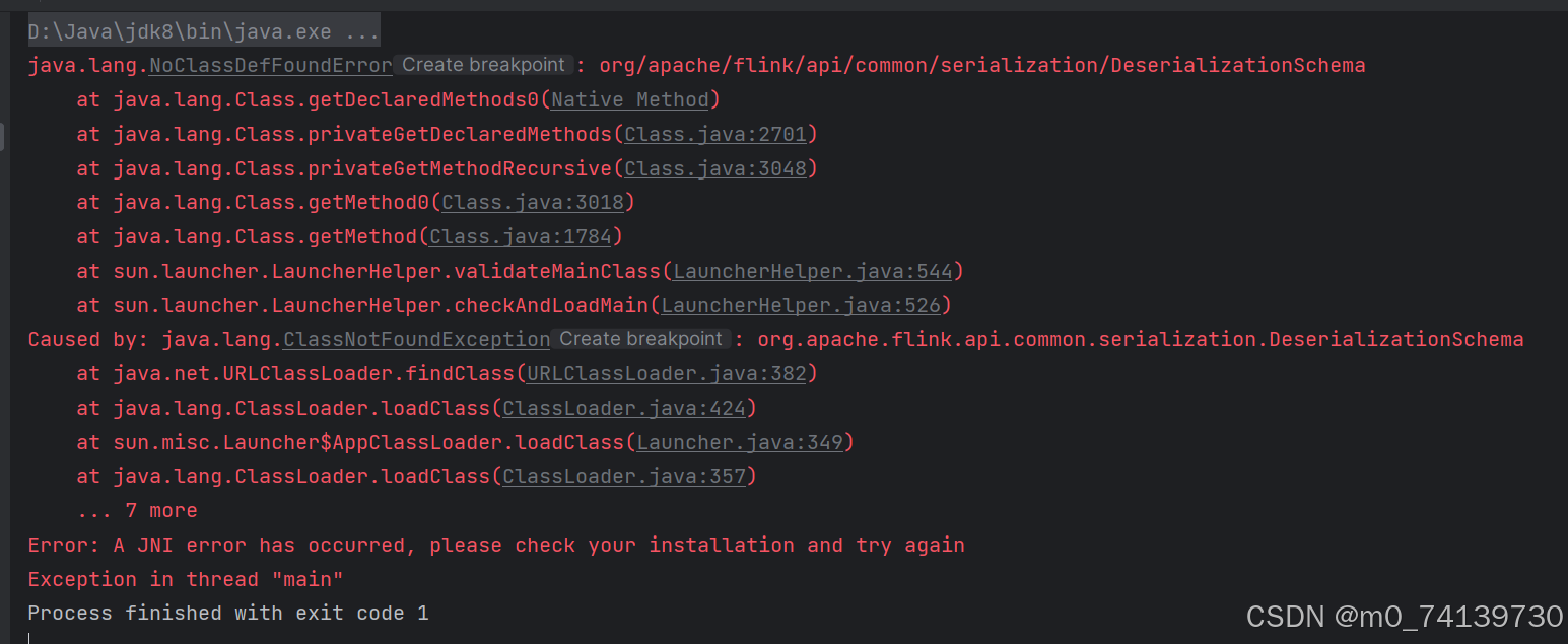 Error: A JNI error has occurred, please check your installation and try againException in thread ...