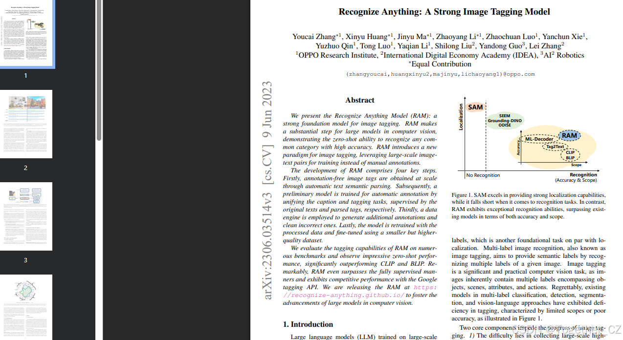 RAM：Recognize Anything: A Strong Image Tagging Model——识别万物：一种强大的图像标签模型 ...