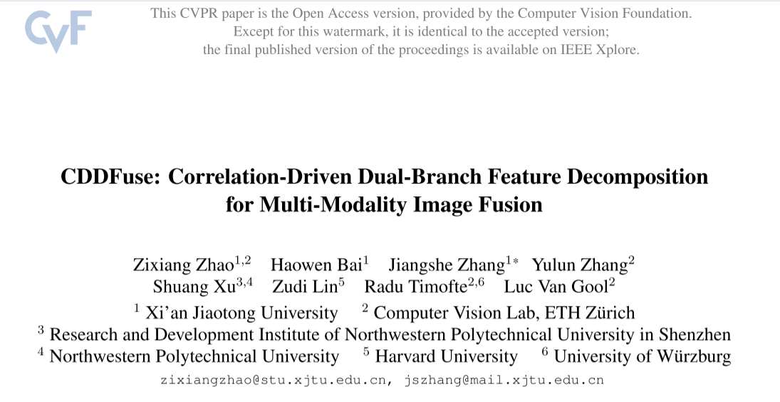 Cddfuse Correlation Driven Dual Branch Feature Decomposition For Multi