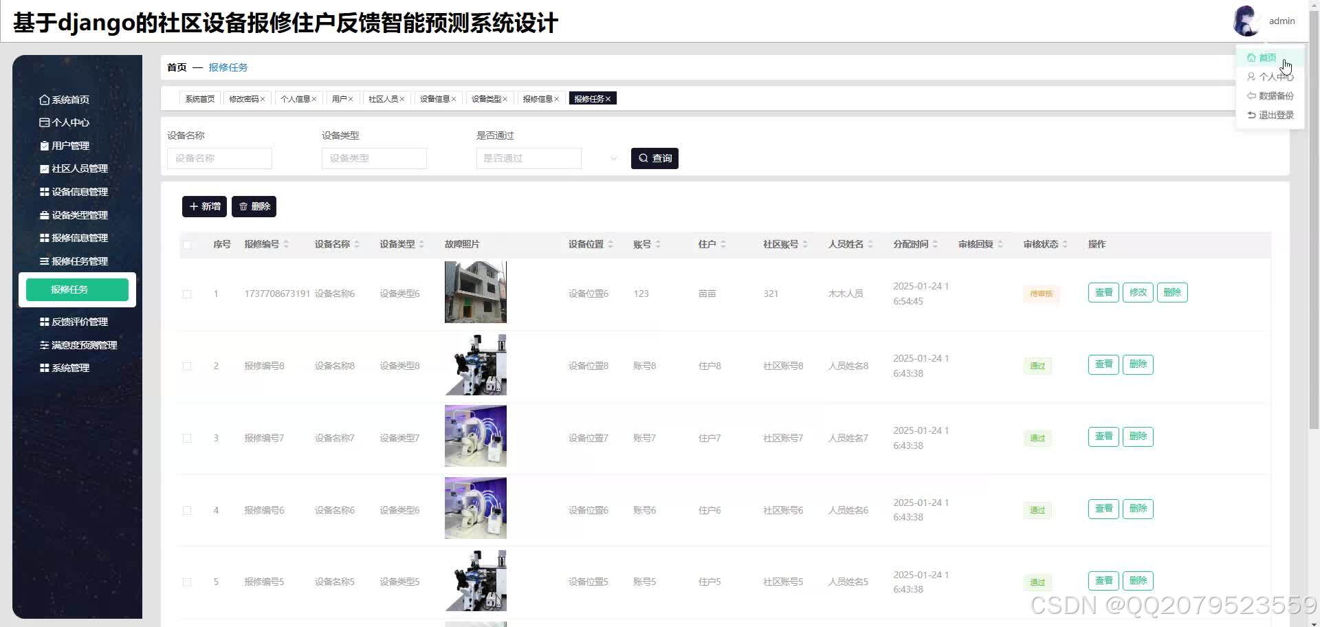 基于Python+Django的社区设备报修住户反馈智能预测系统毕业设计项目源码-CSDN博客