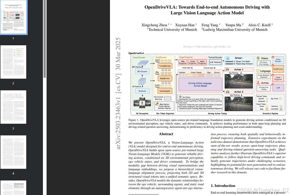 OpenDriveVLA: Towards End-to-end Autonomous Driving with Large Vision Language Action Model端到端自动 ...