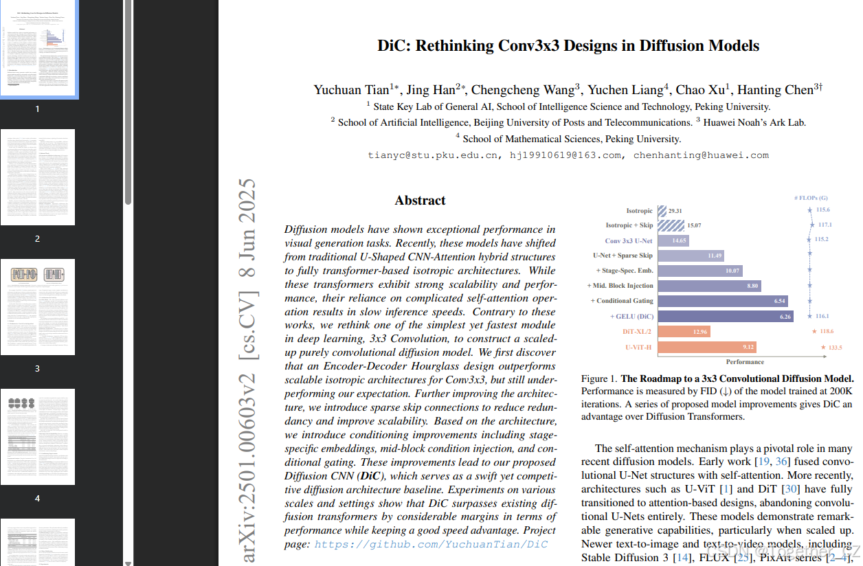 DiC: Rethinking Conv3x3 Designs in Diffusion Models——DiC：重新思考扩散模型中的 3×3 ...
