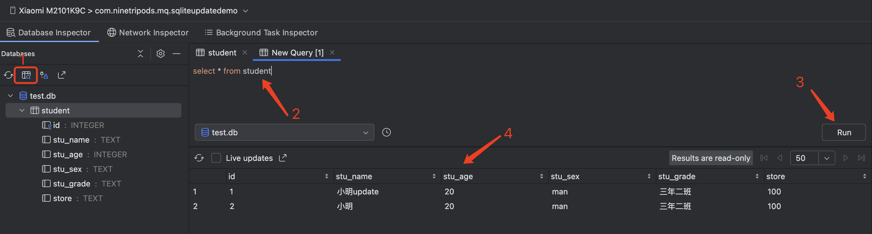 Android Studio | 使用Database Inspector 查看数据库 .db 文件，太方便了！_android studio database inspector-CSDN博客