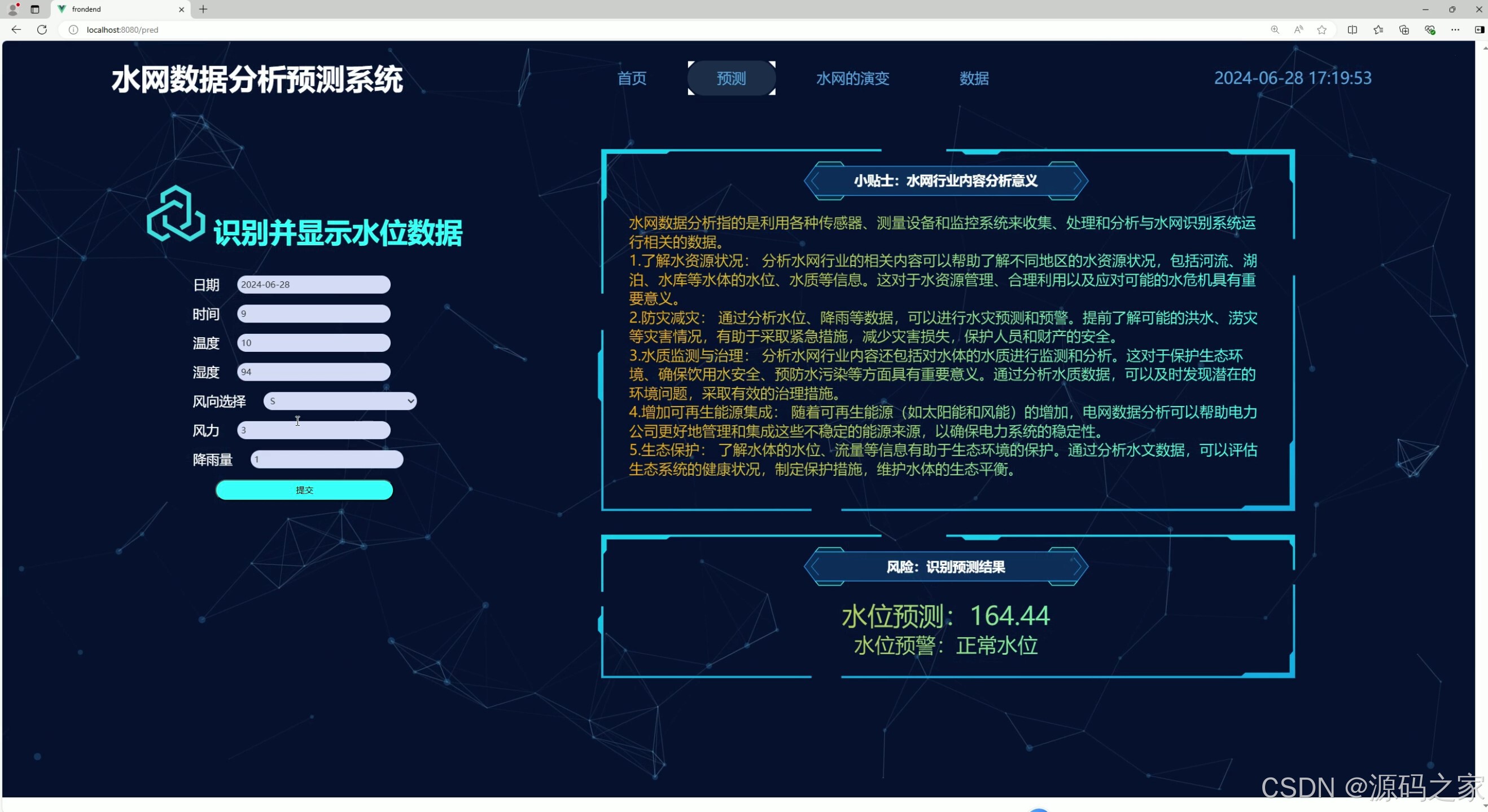 Python水网数据分析与预测系统 机器学习 线性回归预测算法 河流数据 水位预测 水位预警 水域数据分析 可视化大屏 毕业设计(源码