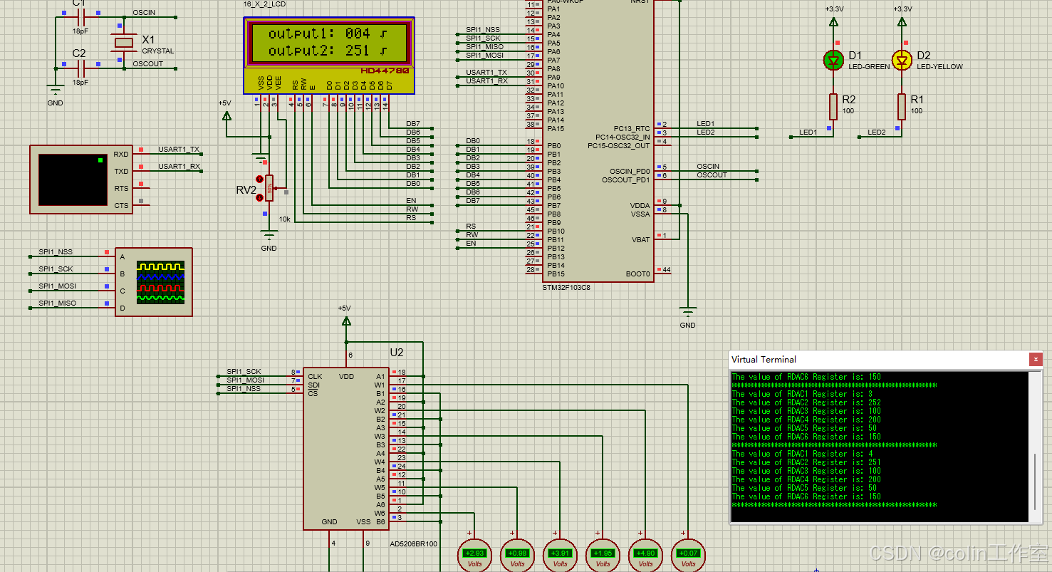 基于FreeRTOS+STM32CubeMX+LCD1602+AD5206（SPI接口）的6通道数字电位器Proteus仿真_proteus 中vd5026可以用什么代替-CSDN博客