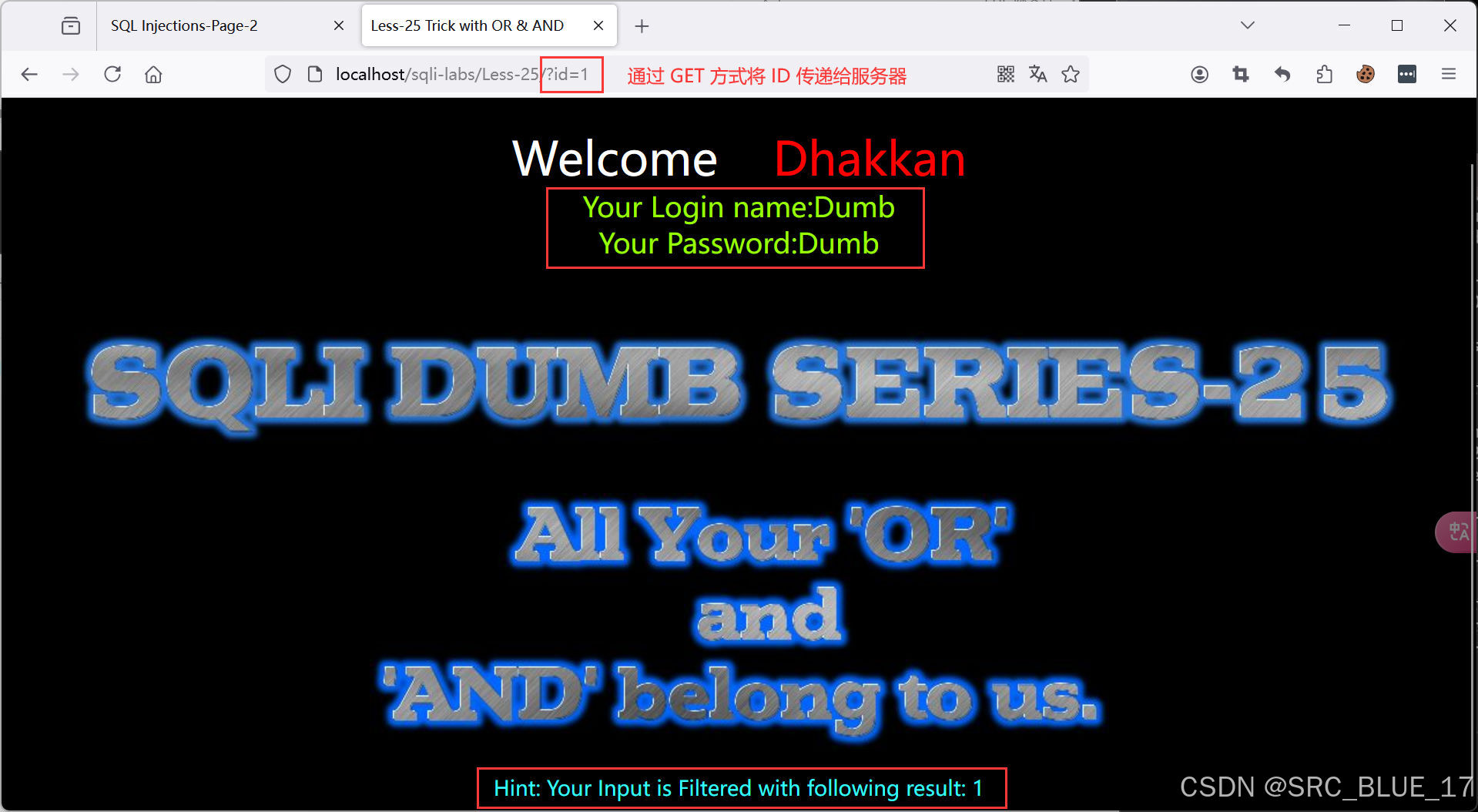 SQLI LABS | Less-25 GET-Error Based-All Your OR & AND Belong To Us-String Single Quote_sqli-labs ...