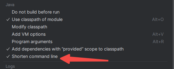 idea启动项目报错Command line is too long. Shorten the command line via JAR manifest or via a classpath ...