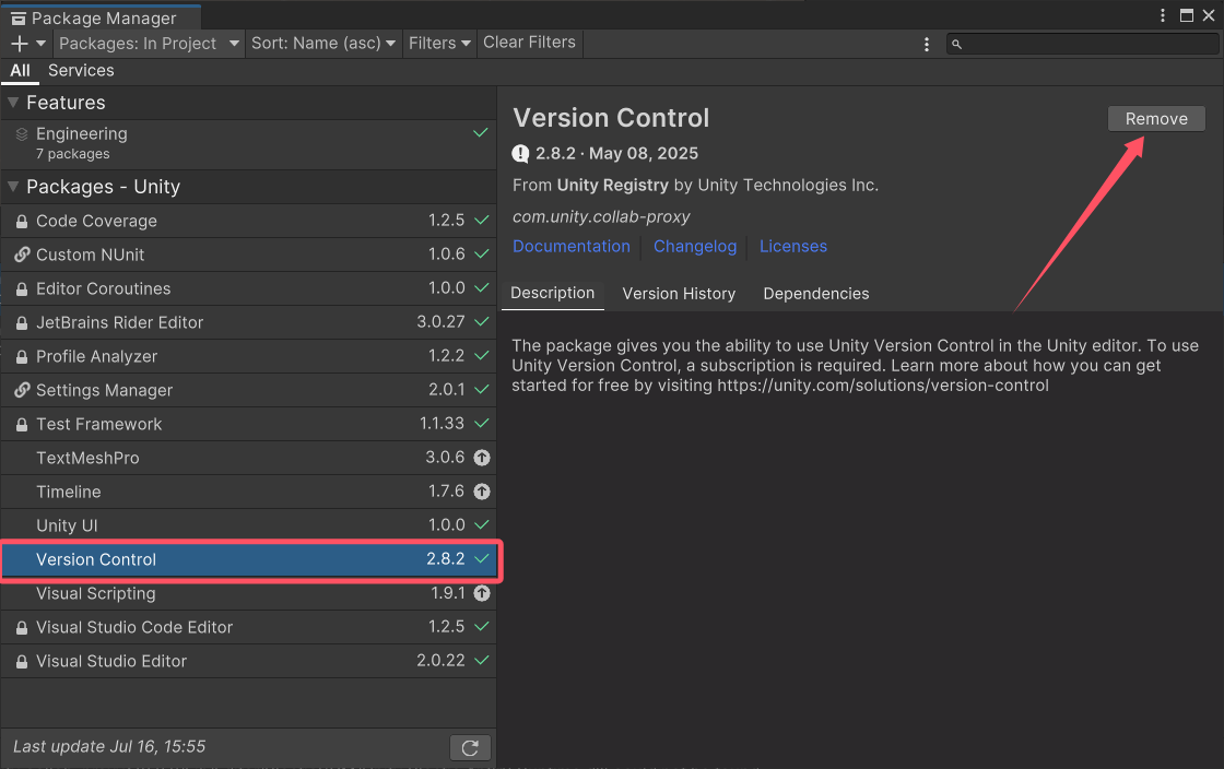 2025.7.16，unity2022.3.20打开报错error CS0006: Metadata file ‘Library/PackageCache/com.unity.collab ...