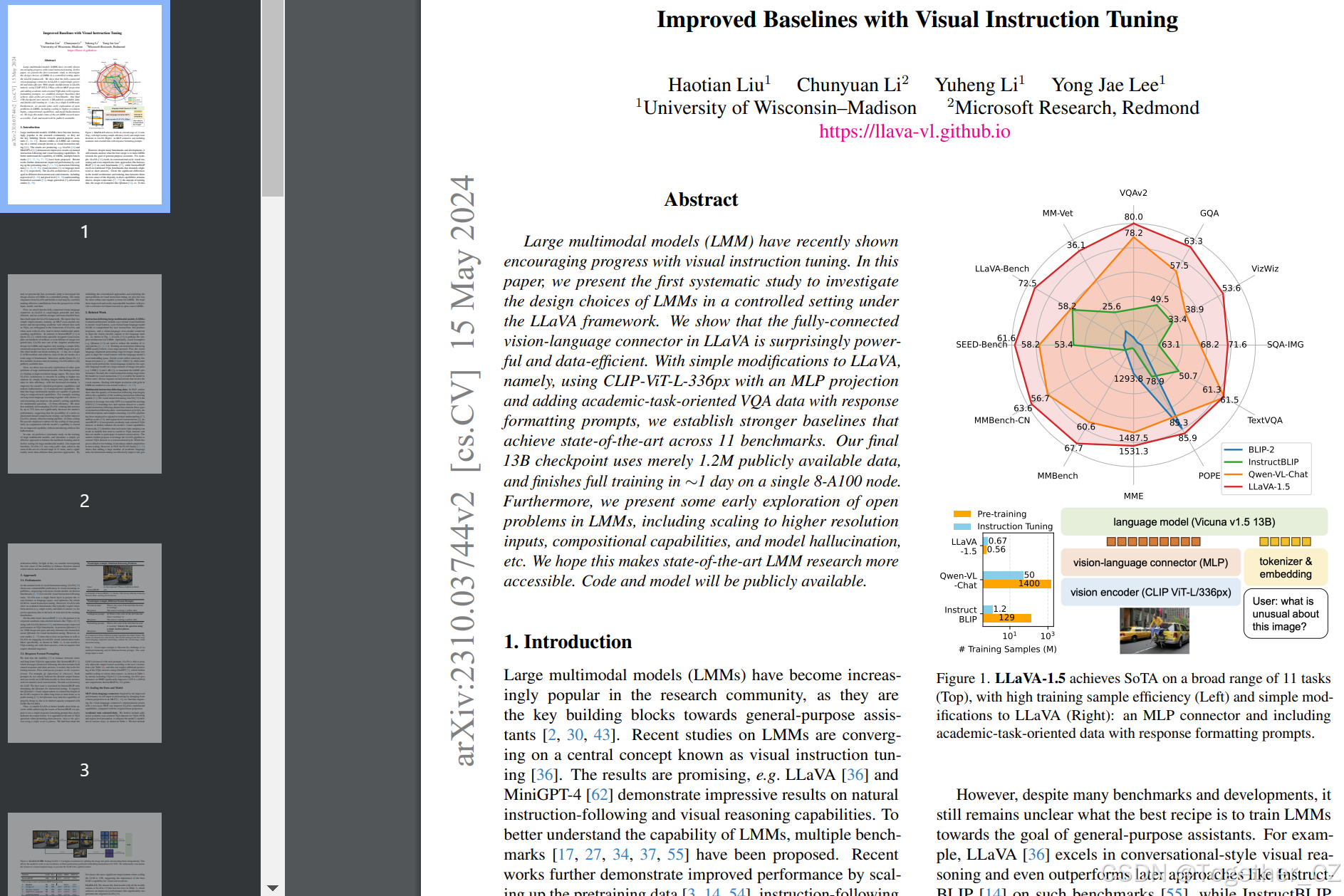 Improved Baselines with Visual Instruction Tuning——通过视觉指令调优改进基线-CSDN博客