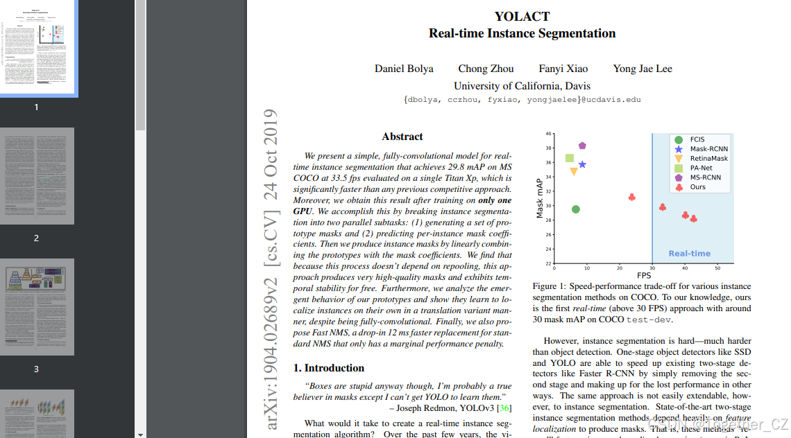 YOLACT: Real-time Instance Segmentation——实时实例分割-CSDN博客