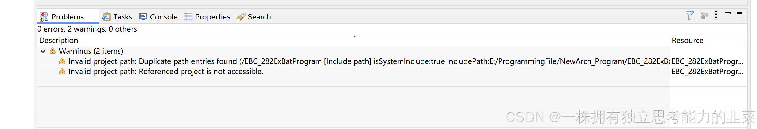Eclipse编译时关于路径的两个警告_descriptionresourcepathlocationtype invalid projec-CSDN博客