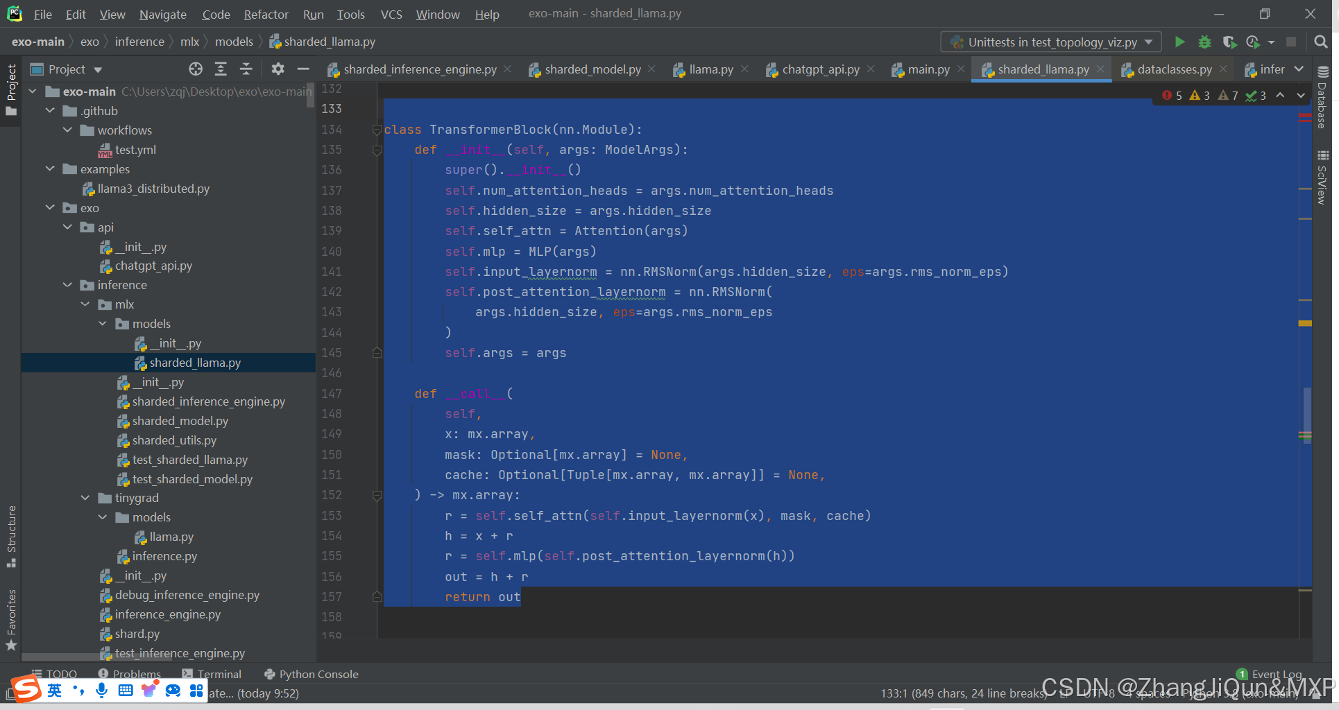 Transformer Attention ；TransformerBlock ；Model 类 call解释；EXO：Modle的实例化；MXNet的Gluon API；-CSDN博客