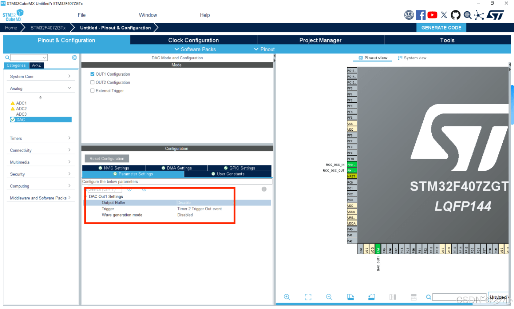 STM32入门笔记（7）：STM32CubeMX配置DAC+DMA生成正弦波及任意波形_stm32cube 6.13-CSDN博客