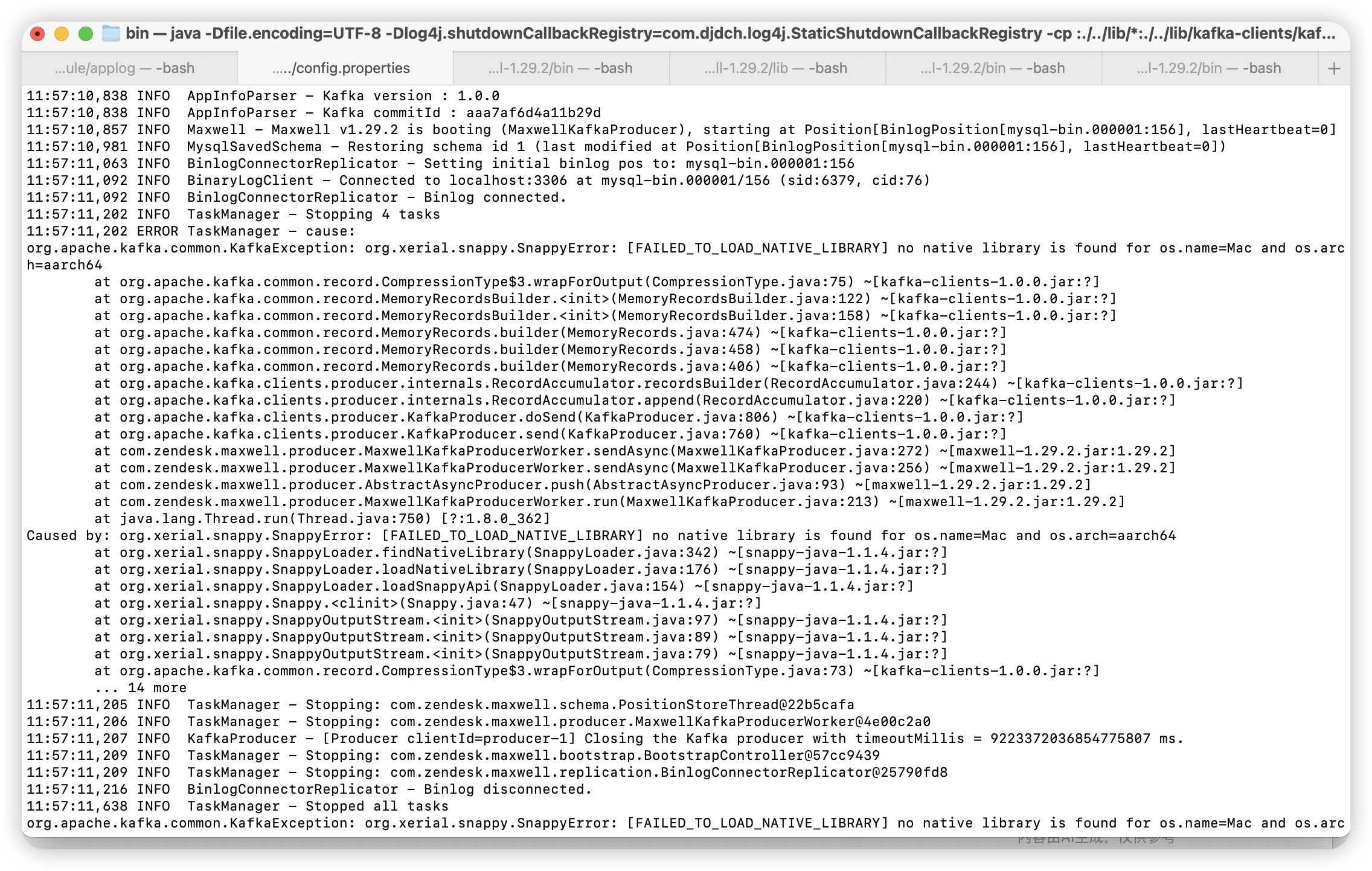 M1 芯片部署maxwell启动报错：org.xerial.snappy.SnappyError: [FAILED_TO_LOAD ...