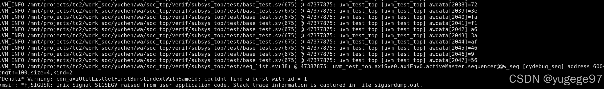 xmsim: *F,SIGUSR: Unix Signal SIGSEGV raised from user application code.xrun工具报错debug-CSDN博客