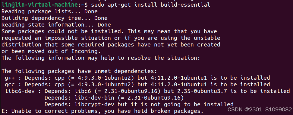 Ubuntu安装build-essional失败（依赖包版本＜已装版本）解决方案_ubuntu安装build-essential-CSDN博客
