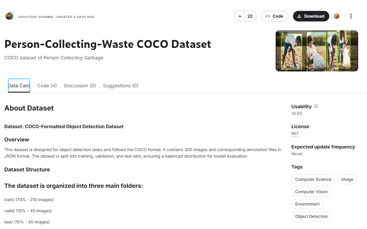 【AI 进阶笔记】cv 小白初上手 Kaggle Person-Collecting-Waste COCO Dataset-CSDN博客