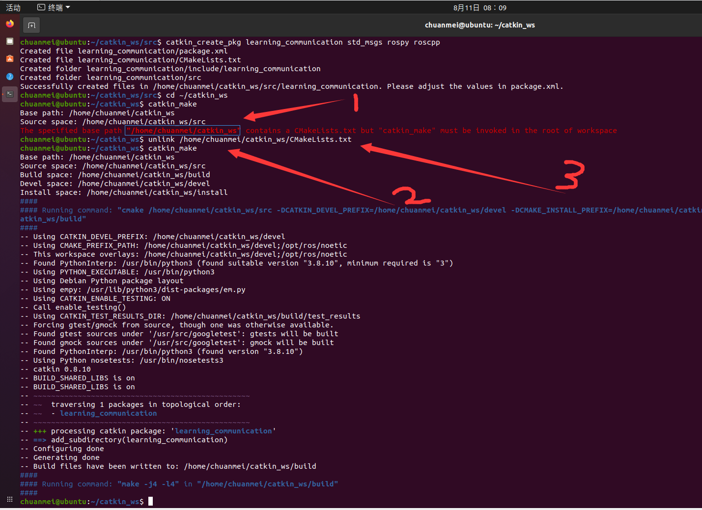 创建catkin_ws工作空间出现catkin_make错误_catkin make must be invoked-CSDN博客