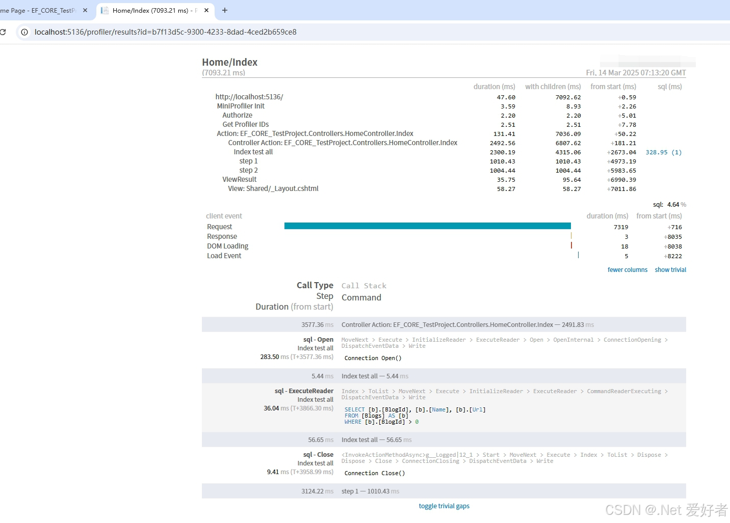 MiniProfiler分析SQL性能-CSDN博客