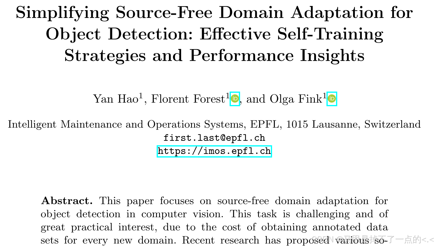ECCV2024新鲜出炉！简化无源域适应的目标检测-有效的自我训练策略和性能洞察_simplifying source-free domain adaptation for obje-CSDN博客