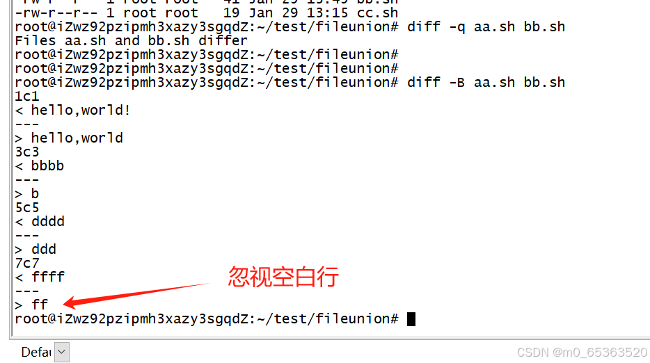 Linux中 diff 命令比较文件之间的差异_diff -y -w-CSDN博客