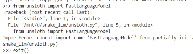 这可能是你一辈子都遇不到的一个bug。from unsloth import FastLanguageModel ImportError: cannot import name ...
