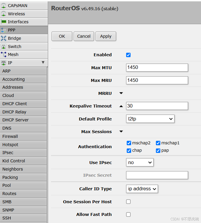 ROS v6.49.16 L2TP server设置步骤_ros l2tp设置-CSDN博客