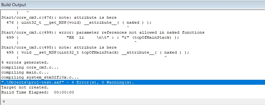 [25-5]解决 江协STM32 Keil编译报错 4 Error(s), 0 Warning(s) , Start/core_cm3.c(445): error: non-ASM state ...