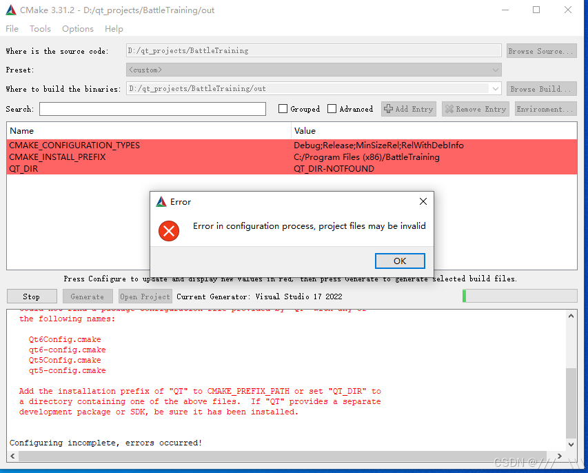 Qt CMake项目 生成 Visual Studio 2022（.sln）解决方案_cmake sln-CSDN博客
