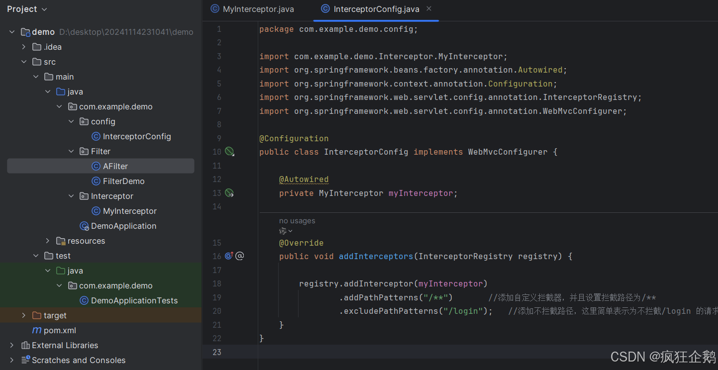 SpringBoot的拦截器（Interceptor）_basepathmatchinterceptor-CSDN博客