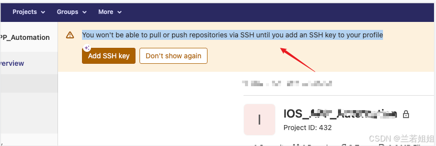 gitlab报错:You won‘t be able to pull or push repositories via SSH until you add an SSH key to your ...