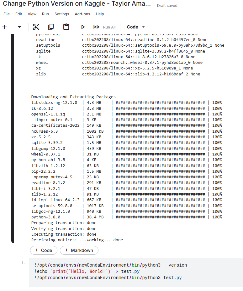Kaggle平台搭建指定Python版本CUDA版本Pytorch版本_kaggle python版本-CSDN博客