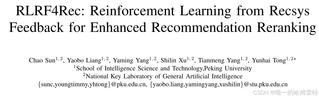 RLRF4Rec: Reinforcement Learning from Recsys Feedback for Enhanced ...