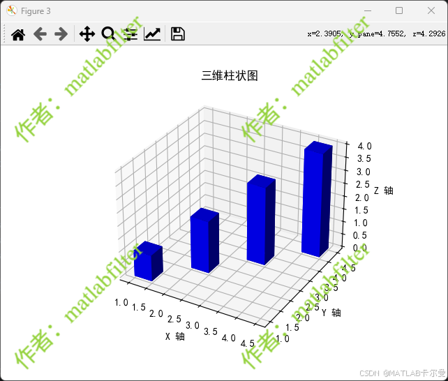 【免费小例程】python绘制三维图（散点图、曲线图、表面图、柱状图）的一些方法附完整的代码和结果展示，带注释方便修改python 画3d