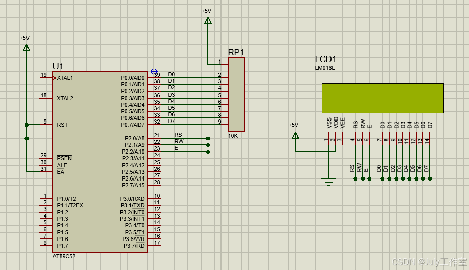 49、基于AT89C52的LM016L液晶应用proteus仿真设计-CSDN博客