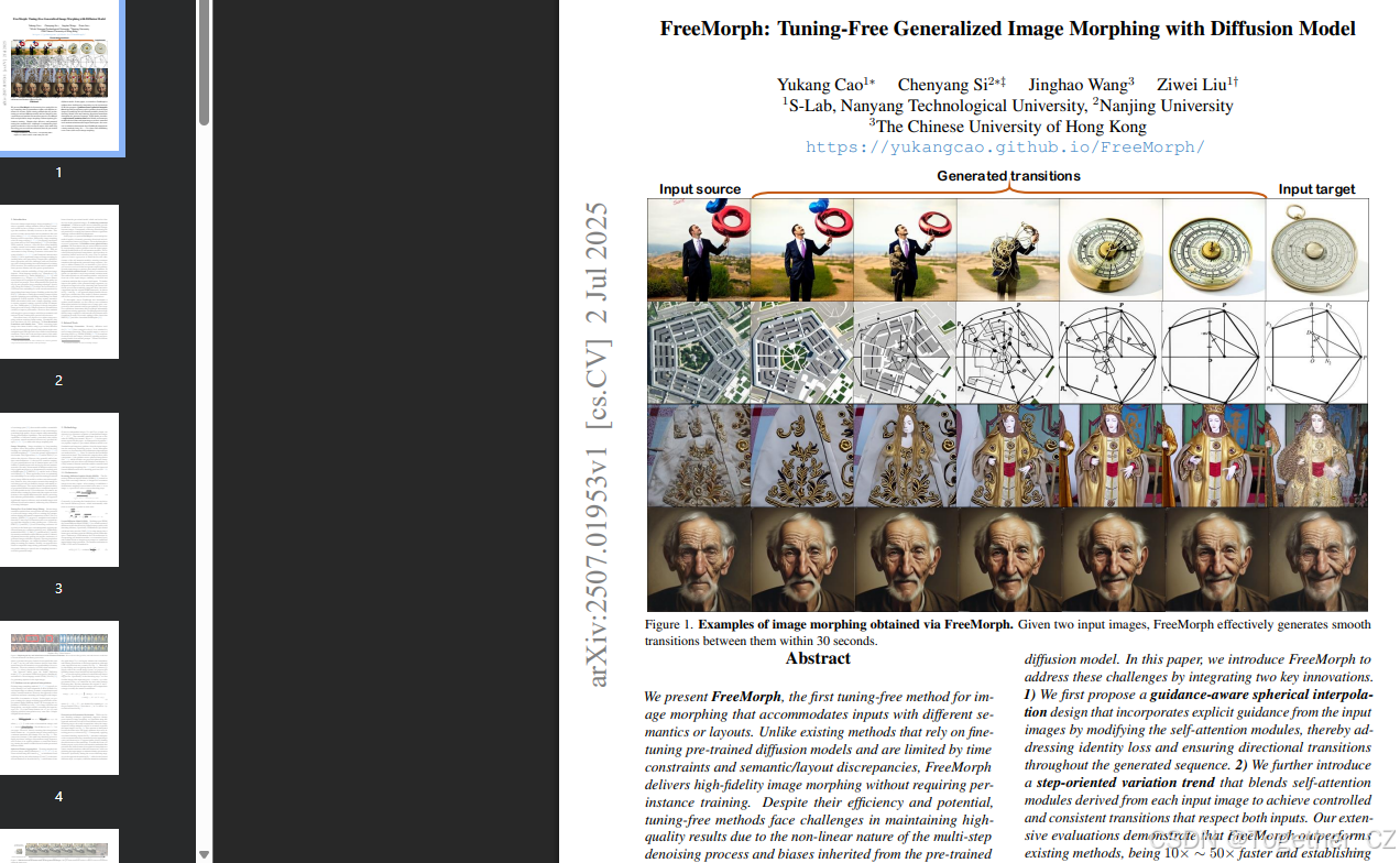 FreeMorph: Tuning-Free Generalized Image Morphing with Diffusion Model ...