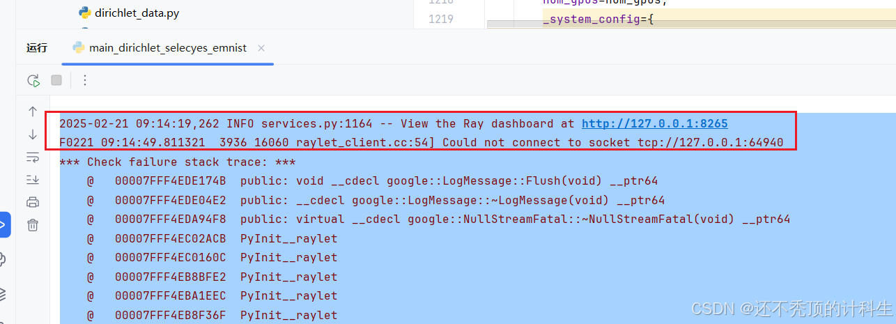 ray连接错误（Could not connect to socket tcp://127.0.0.1:64940）（Ray Dashboard 启动失败）-CSDN博客