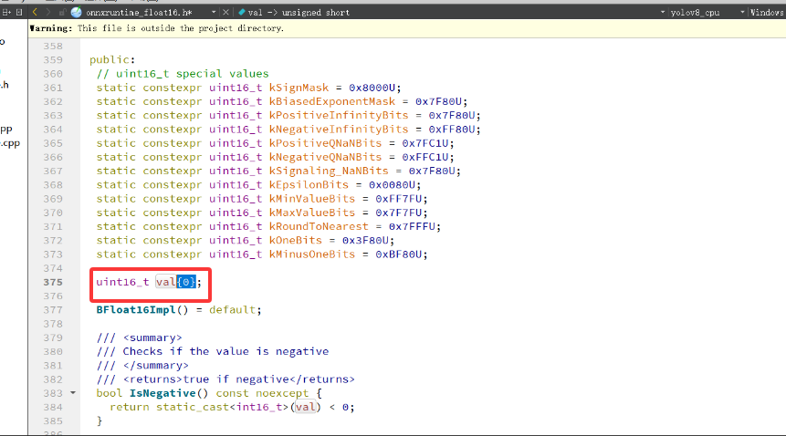 onnxruntime constexpr 函数 “Ort::Float16_t::Float16_t“ /“Ort::BFloat16_t::BFloat16_t“ 不会生成常数表达式问题 ...