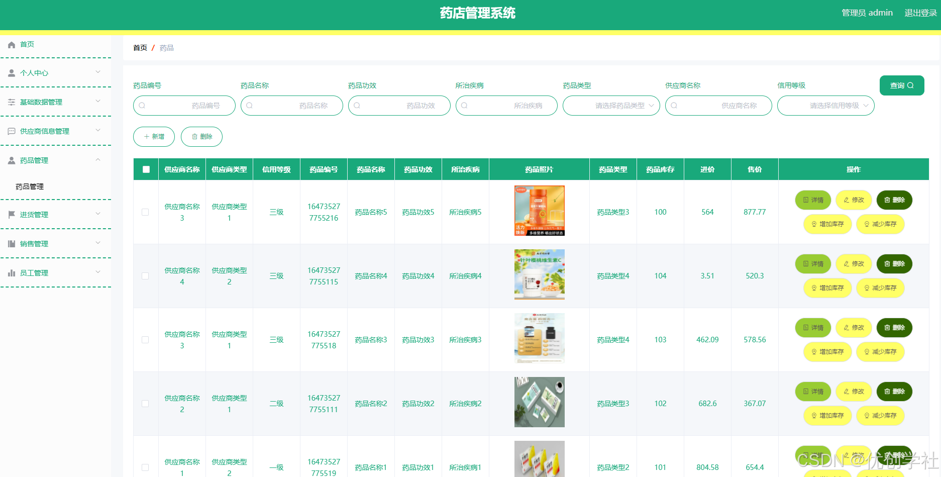 基于java Web的药店管理系统的设计与实现 开题报告毕业论文项目源码及数据库文件 Csdn博客