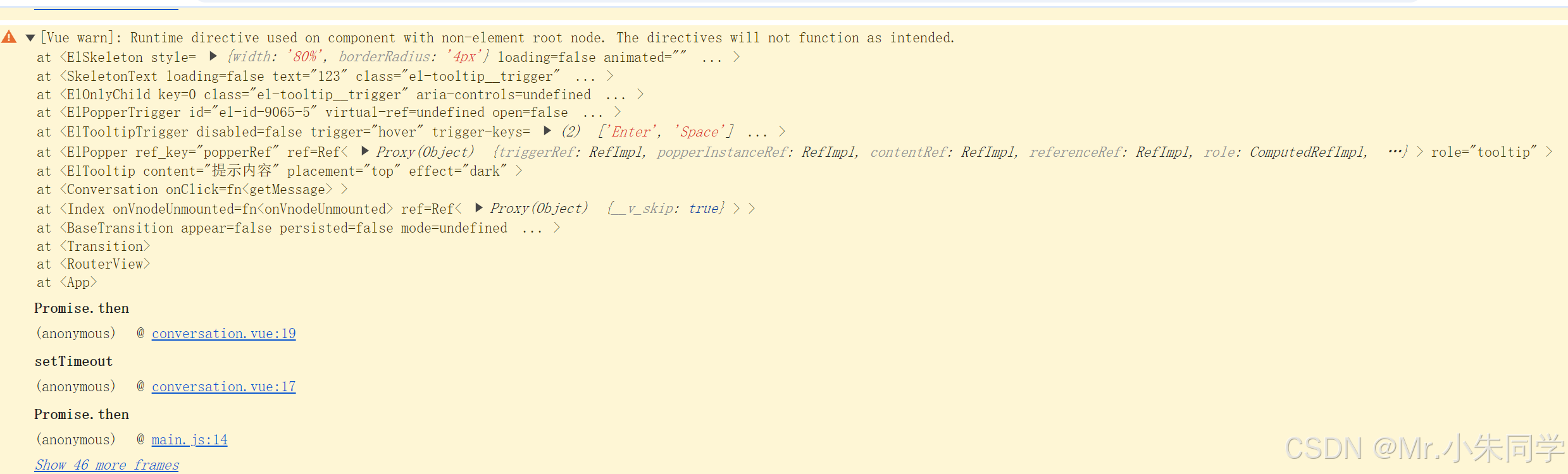 vue3项目中使用element-plus组件出现警告信息：Runtime directive used on component with non-element root node.-CSDN博客