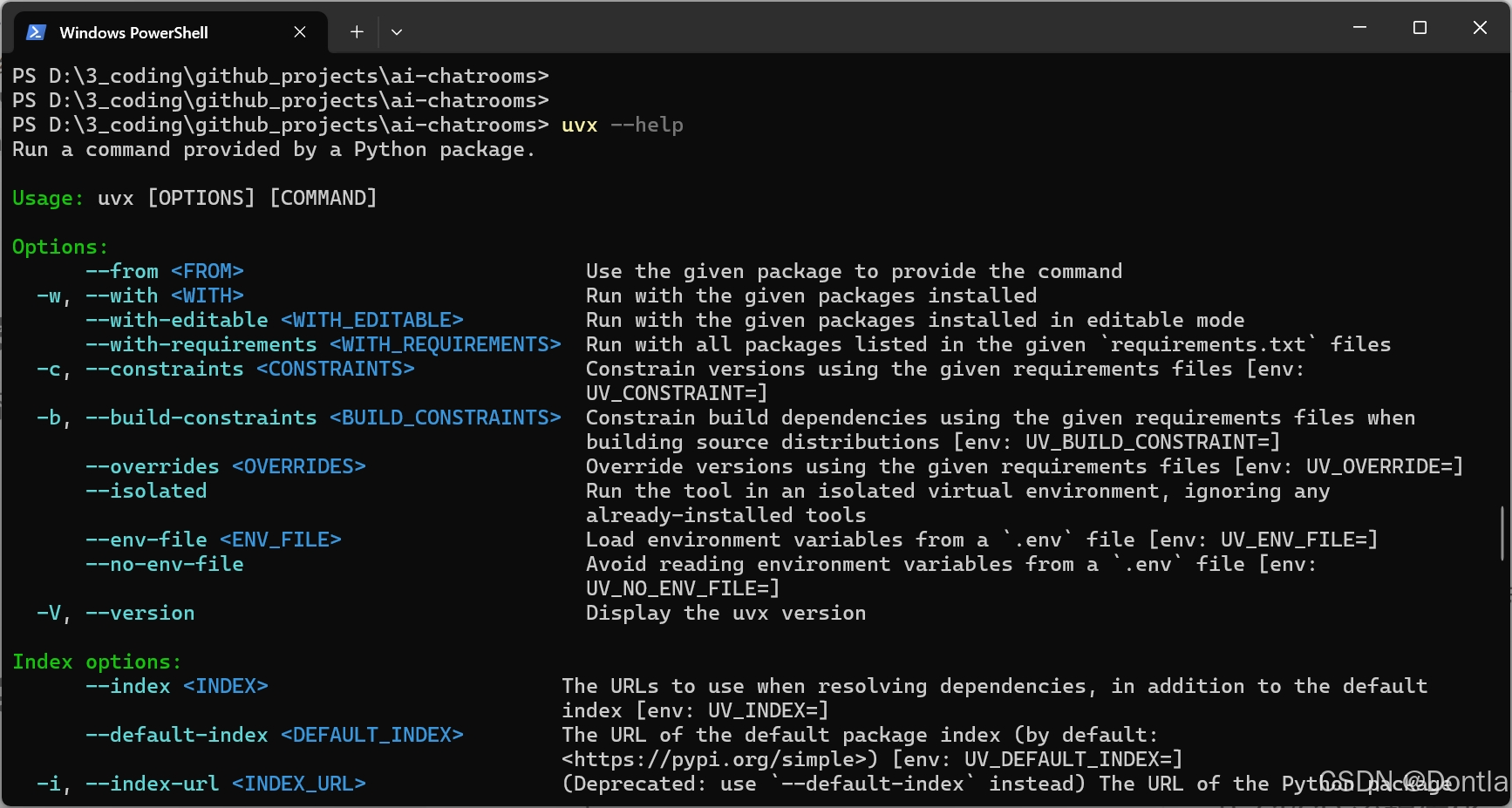 uvx命令介绍（uv命令核心命令之一，用于隔离环境快速运行Python命令行工具或脚本，无需永久安装依赖）结合了pipx和npx功能，更快、隔离更强，适合临时任务或需要严格环境隔离的场景；uv ...