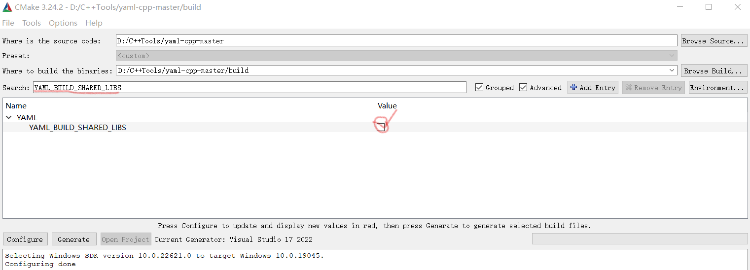 CMake + VS2022 + Win10 + yaml-cpp_yamp-cpp 0.8 cmake-CSDN博客