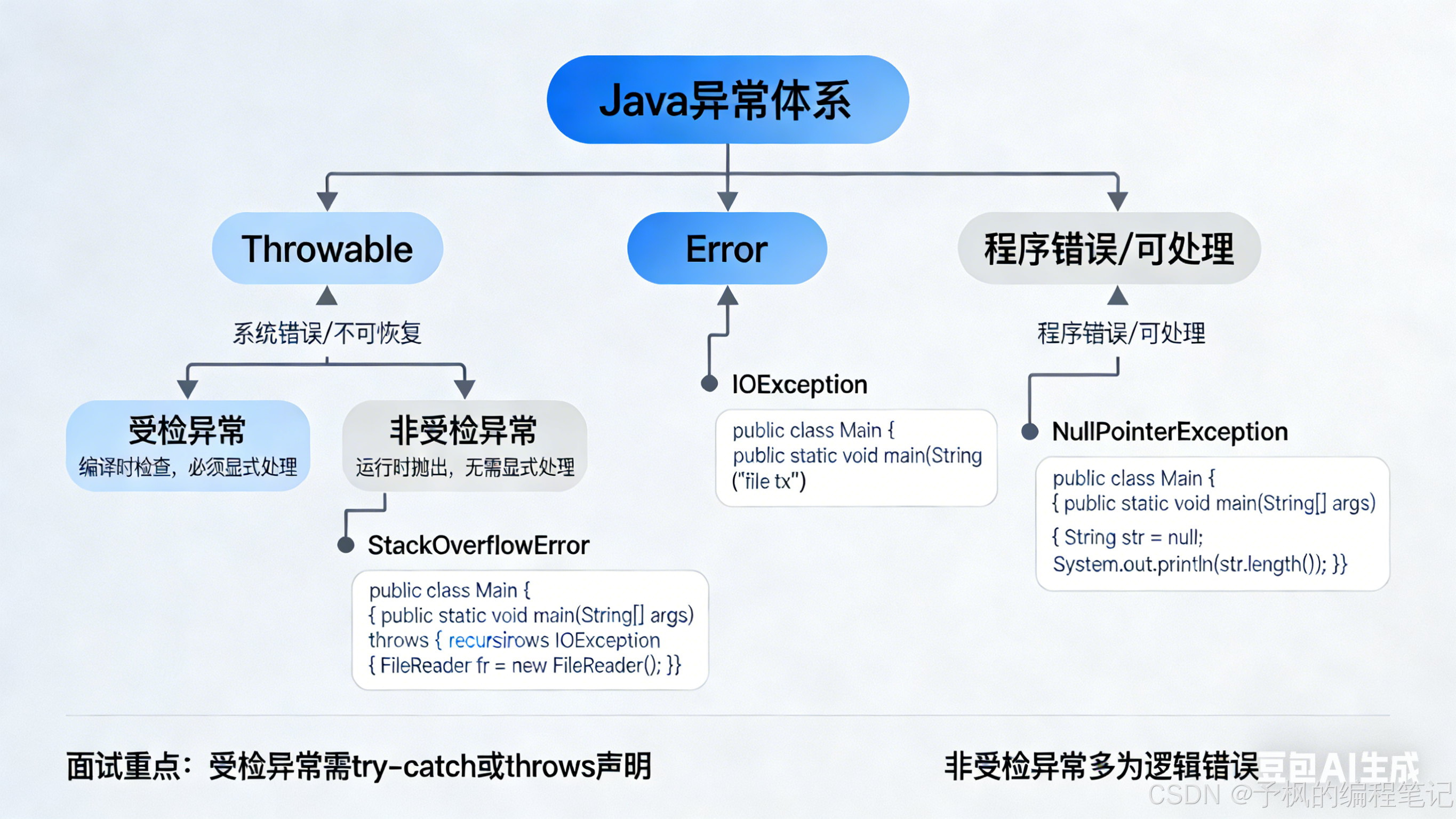 【面试专栏｜Java核心基础】Java异常体系避坑指南：受检与非受检的核心区别-CSDN博客