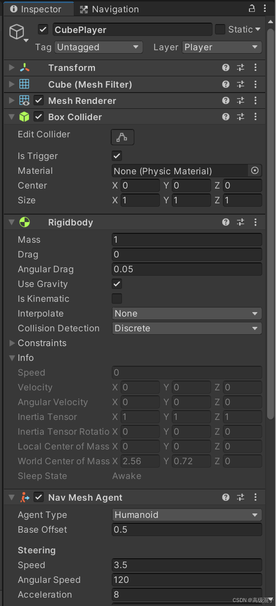 unity rigidbody和寻路同时用的坑_unity的collider和rigidbody的使用会影响navmeshagent的寻路吗-CSDN博客