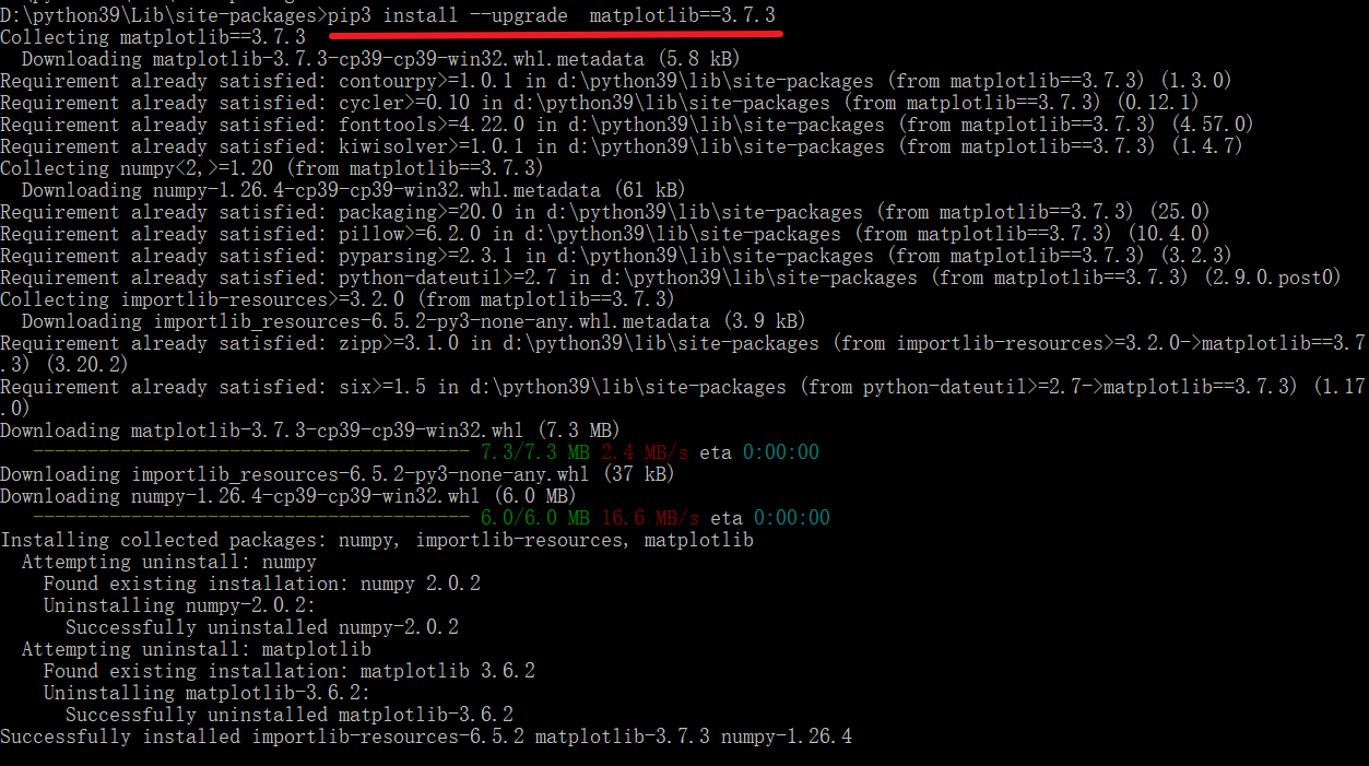 python3.9 matplotlib\transforms.py from matplotlib._path import ImportError: numpy.core ...