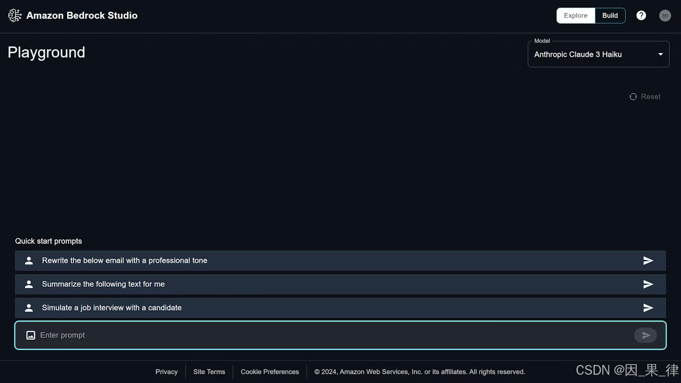亚马逊云科技Bedrock Studio简介_aws bedrock playground是什么-CSDN博客